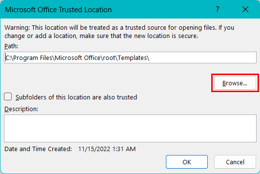 Adding NumXL to Excel Trusted Locations – Help center